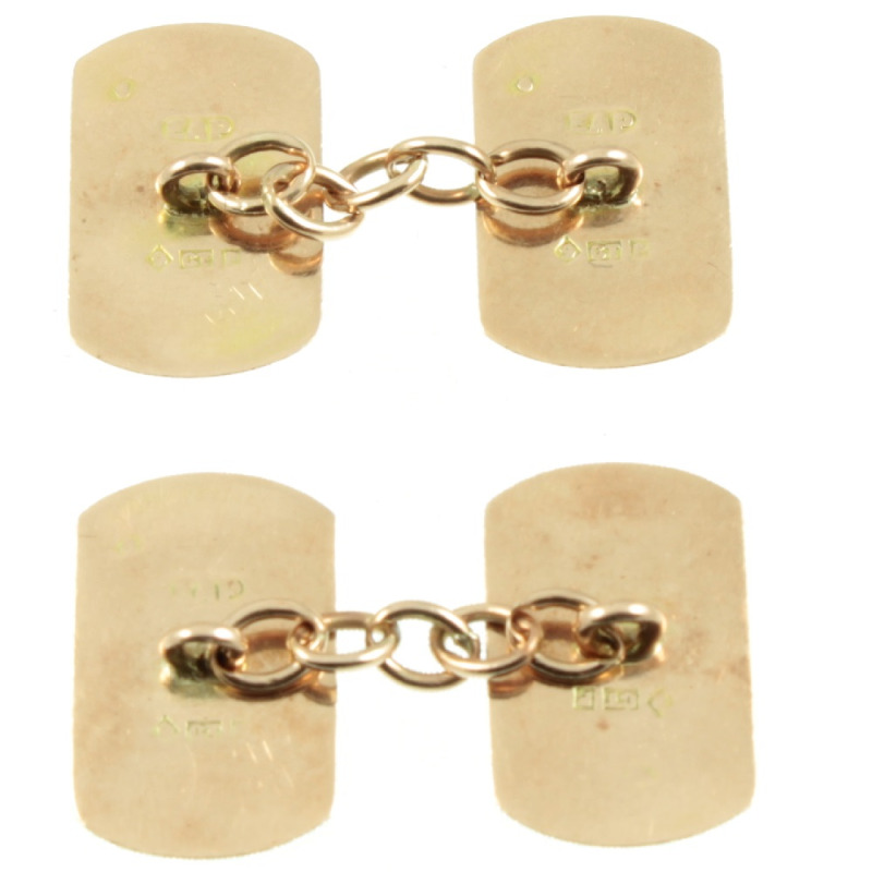 Art Deco 9ct Gold and Enamel Cufflinks