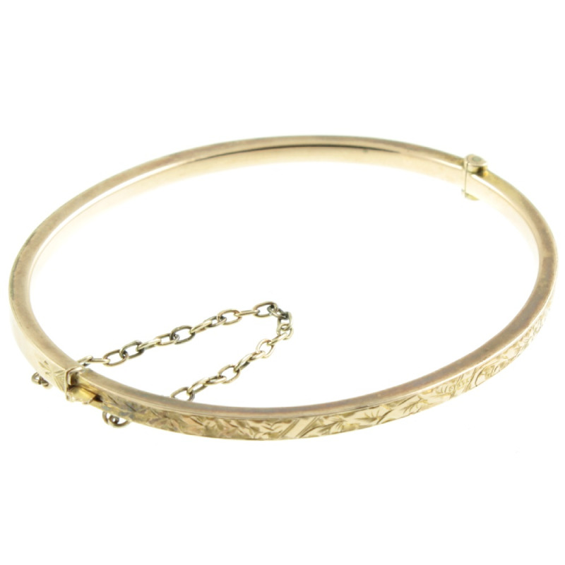 Victorian 9ct Gold Hinged Bangle