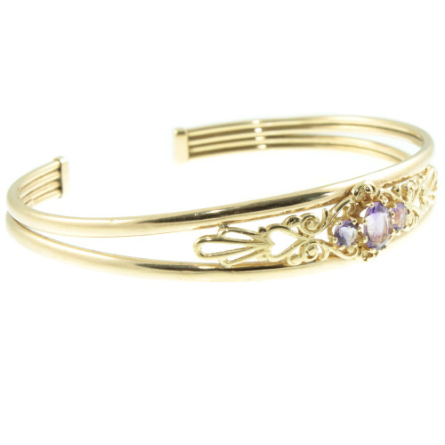 Vintage 9ct Gold Amethyst Torque Bangle