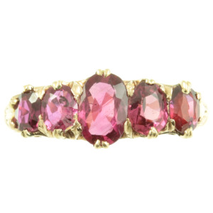 Edwardian 18ct Gold Five Stone Ruby Ring