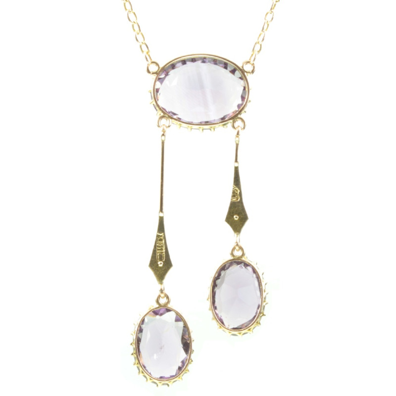Edwardian 9ct Gold Amethyst Negligee Pendant